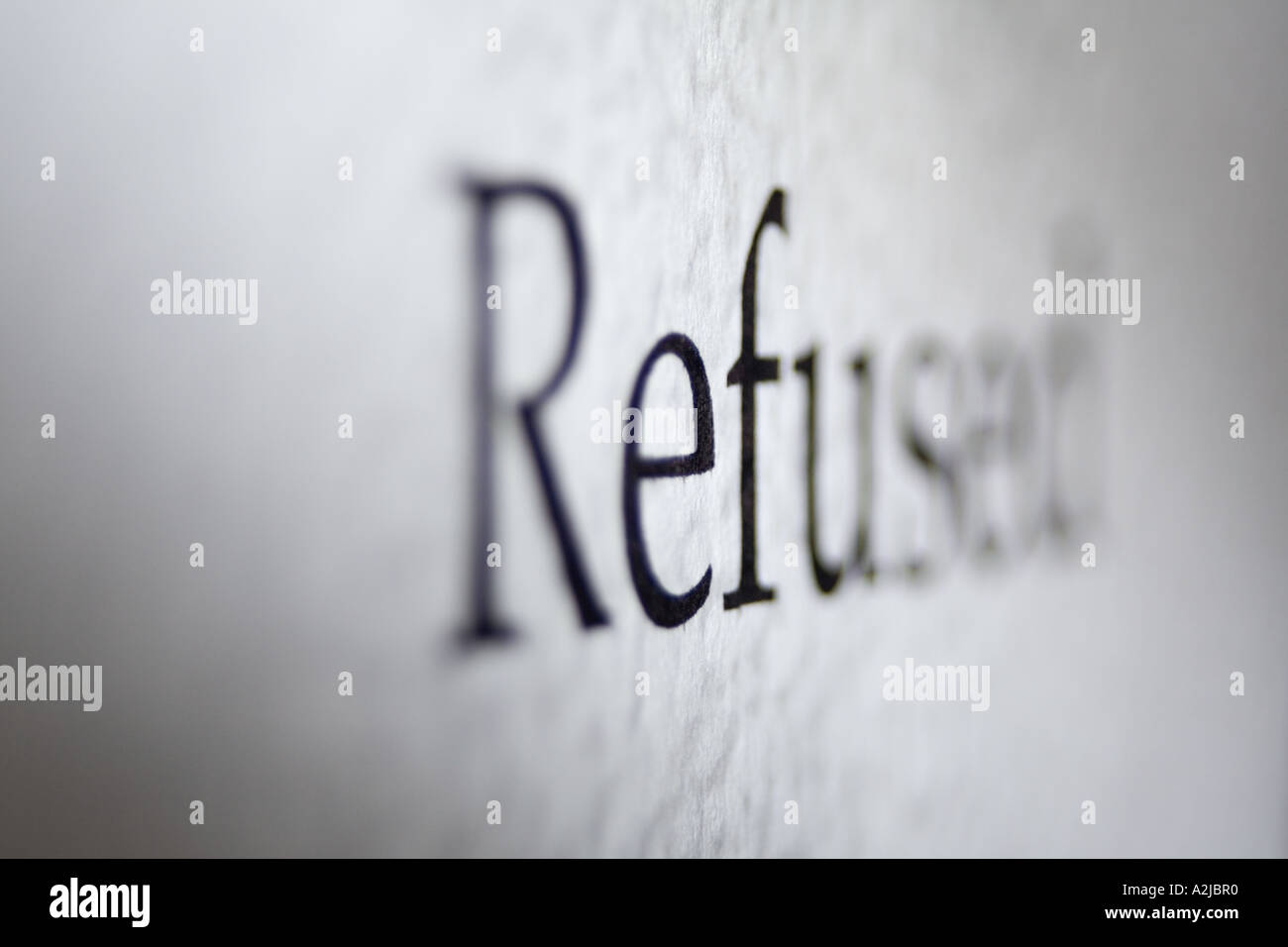 the word refused printed on to texture paper Stock Photo - Alamy
