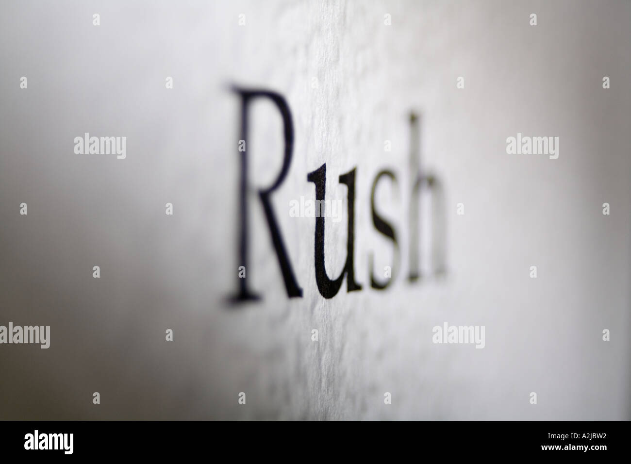 the word rush printed on to texture paper Stock Photo - Alamy