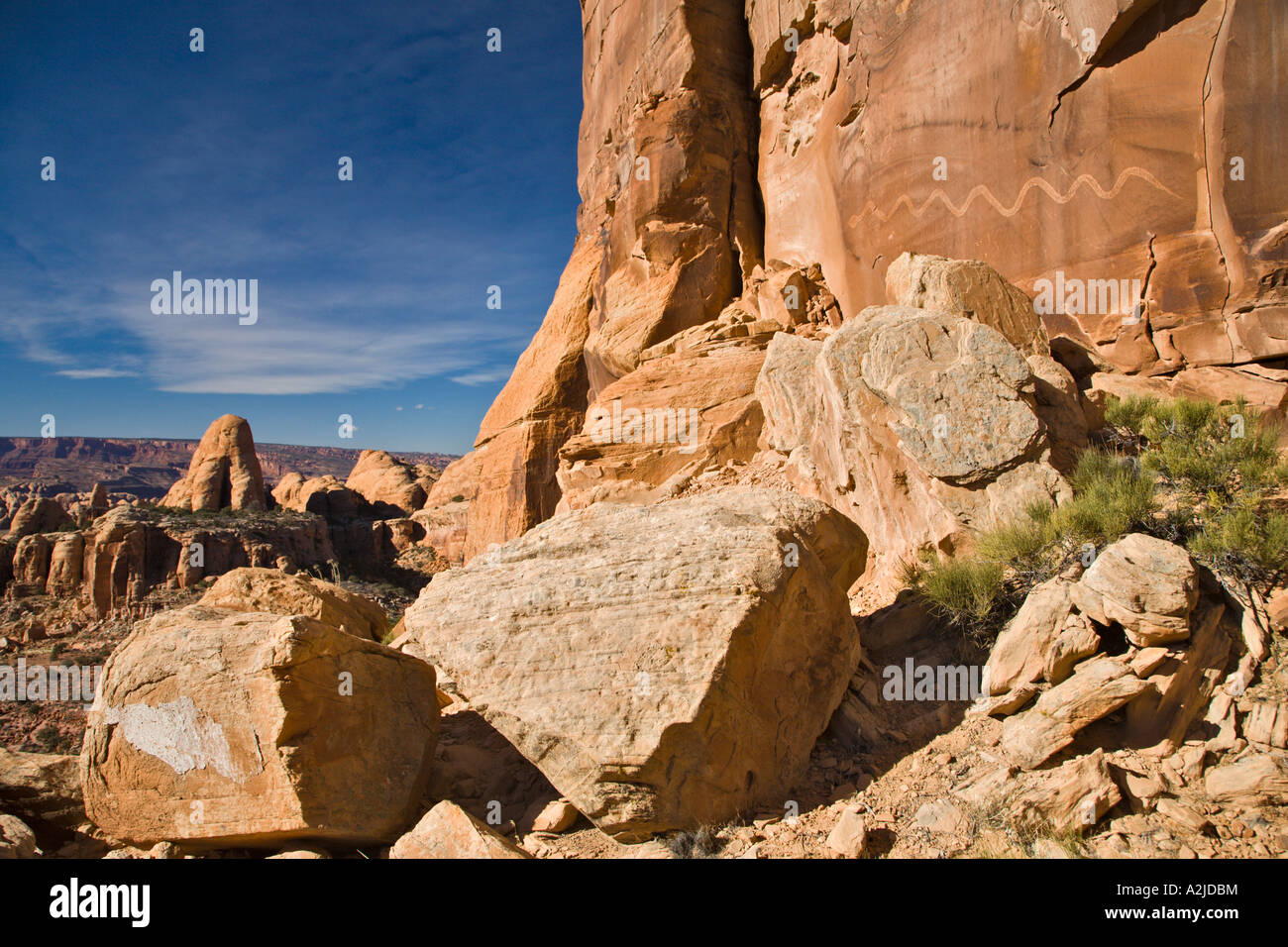 Petroglyph Behind the Rocks area Moab Utah Stock Photo - Alamy