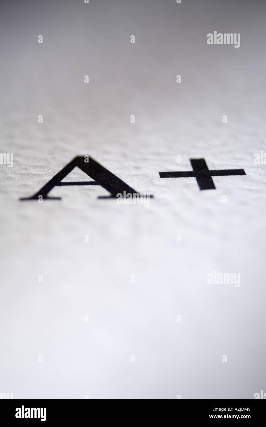 the letter A+ printed on to texture paper Stock Photo - Alamy