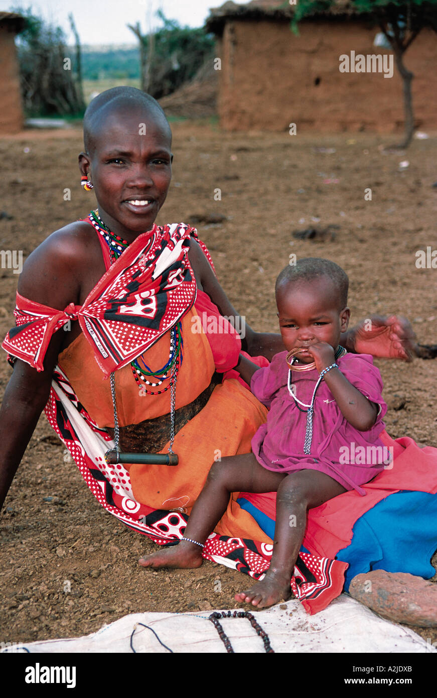 AFRICA, Kenya Maasai Tribe Mother and Child Stock Photo - Alamy