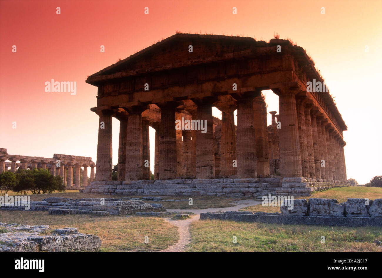 Italy Paestum Temple of Neptune Stock Photo - Alamy