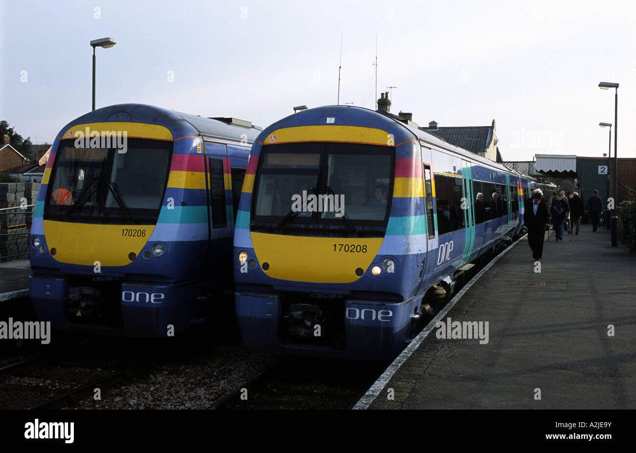 One railway services to London and Lowestoft at Woodbridge station on ...