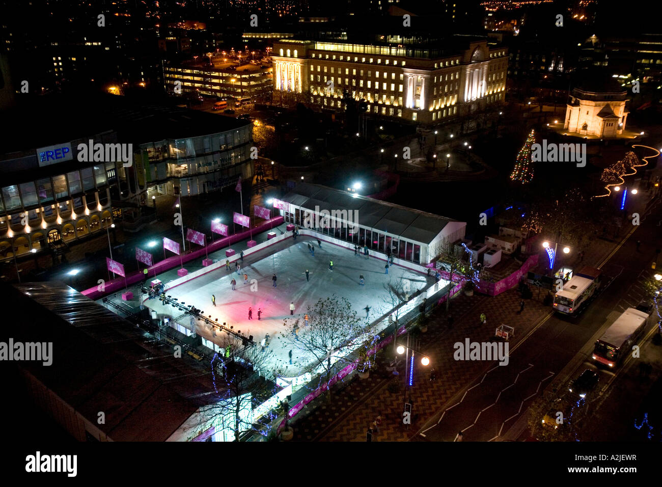 An unusual view of the Street Ice skating rink in Centenary Square ...