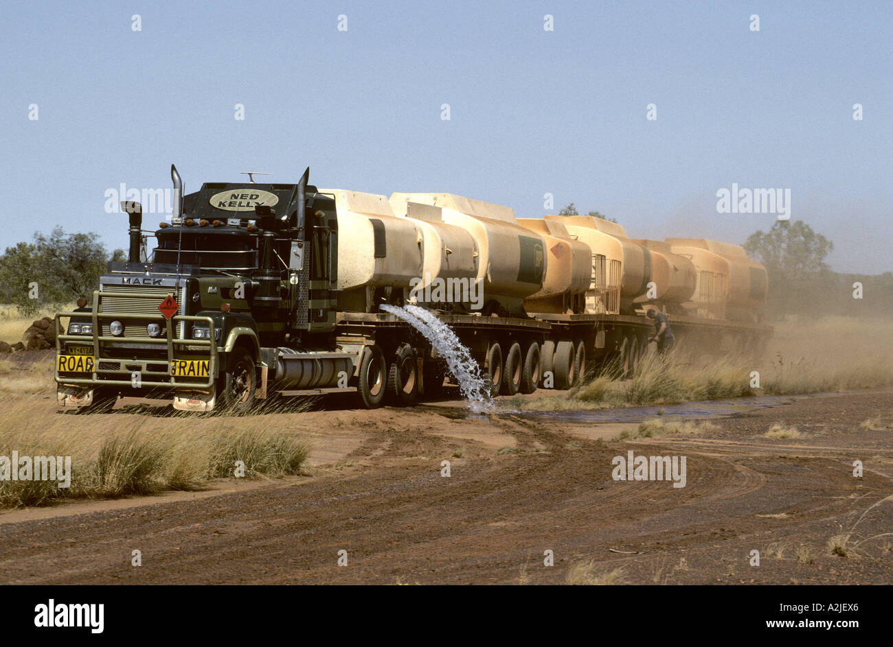 Road train australia outback down hi-res stock photography and images ...