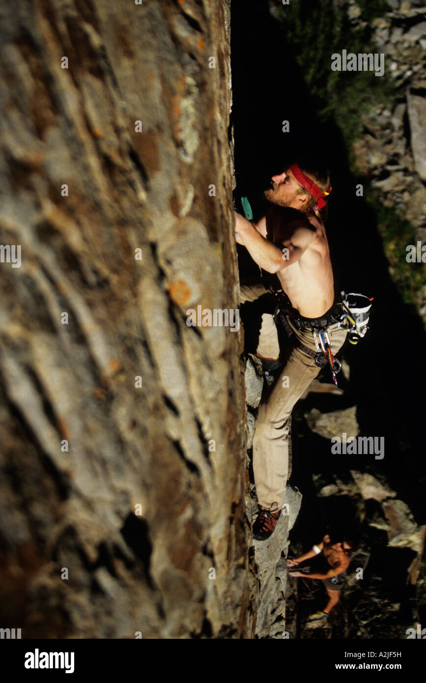 Bruce Eriksen climbing on Ophir wall, Ophir, Colorado Stock Photo - Alamy
