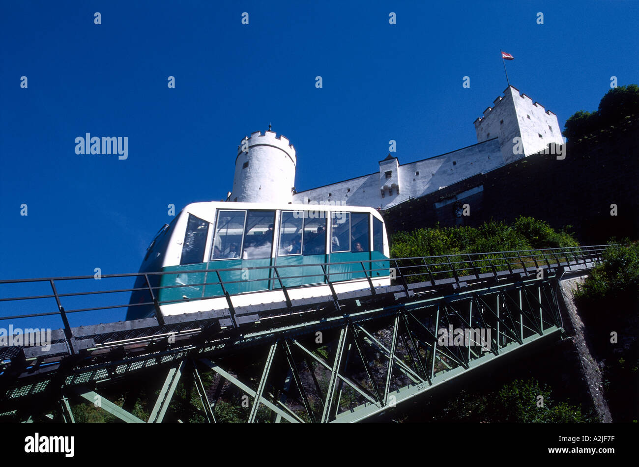 Austria Salzburg Castle and Cable Tram Stock Photo - Alamy