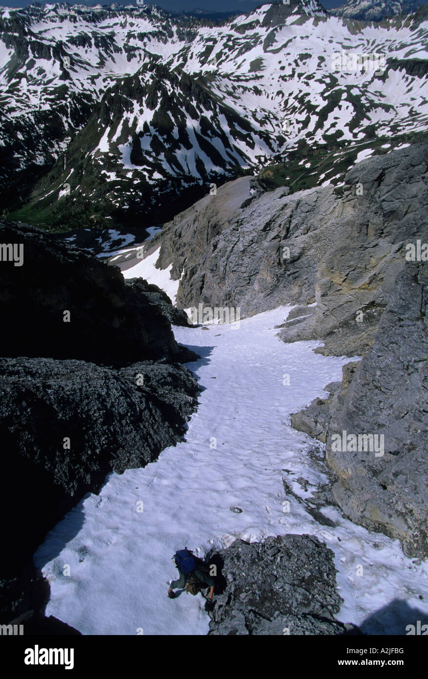 matt basham climbing up teakettle mountain sneffels range san juan ...