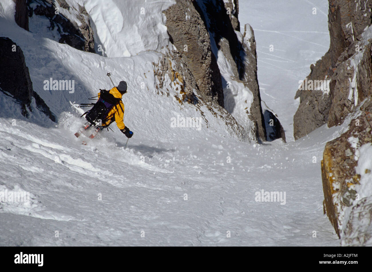 Matt Basham skiing the Wire in the San Juan mountains near Telluride ...