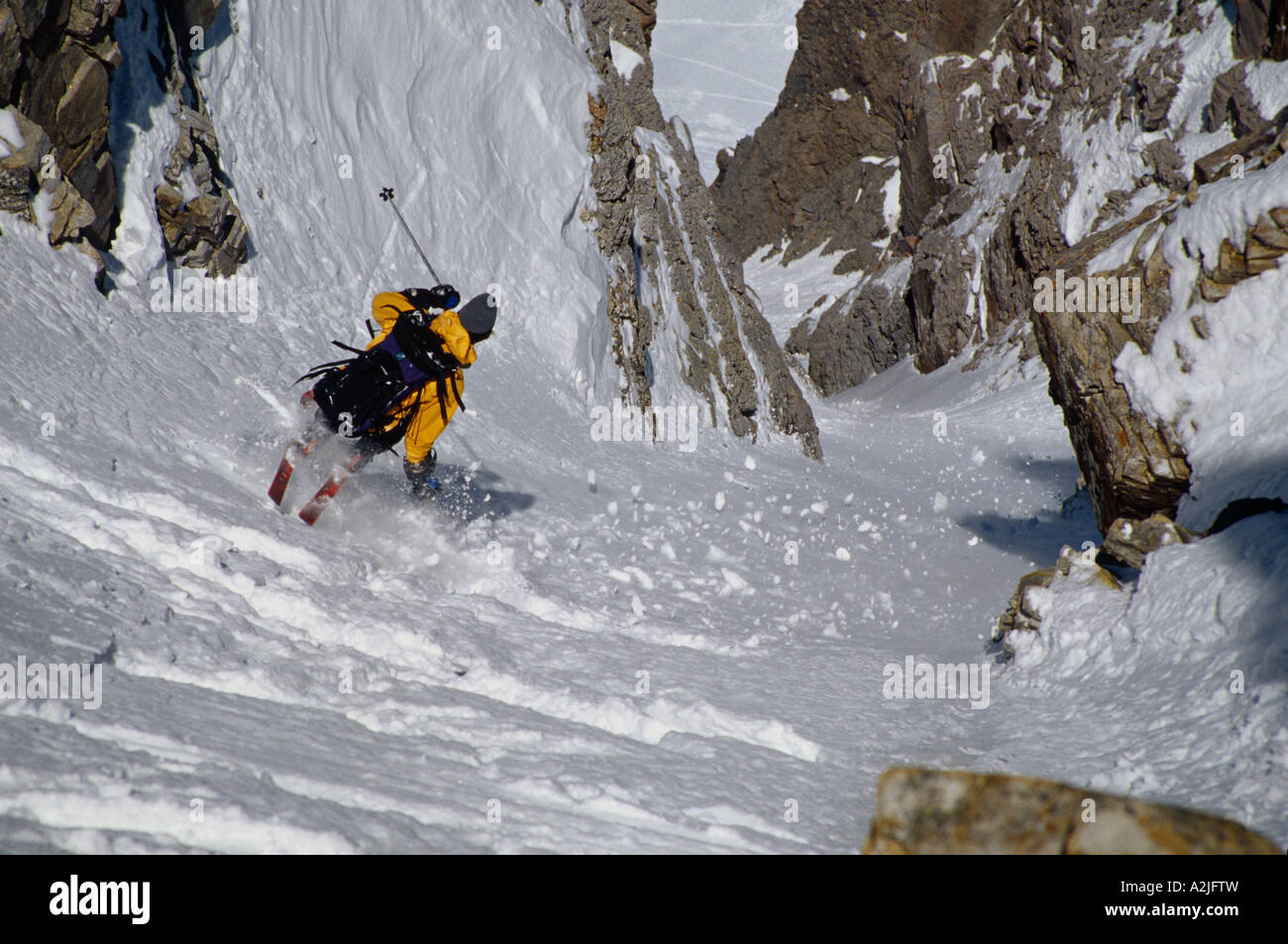 Matt Basham skiing the Wire in the San Juan mountains near Telluride ...