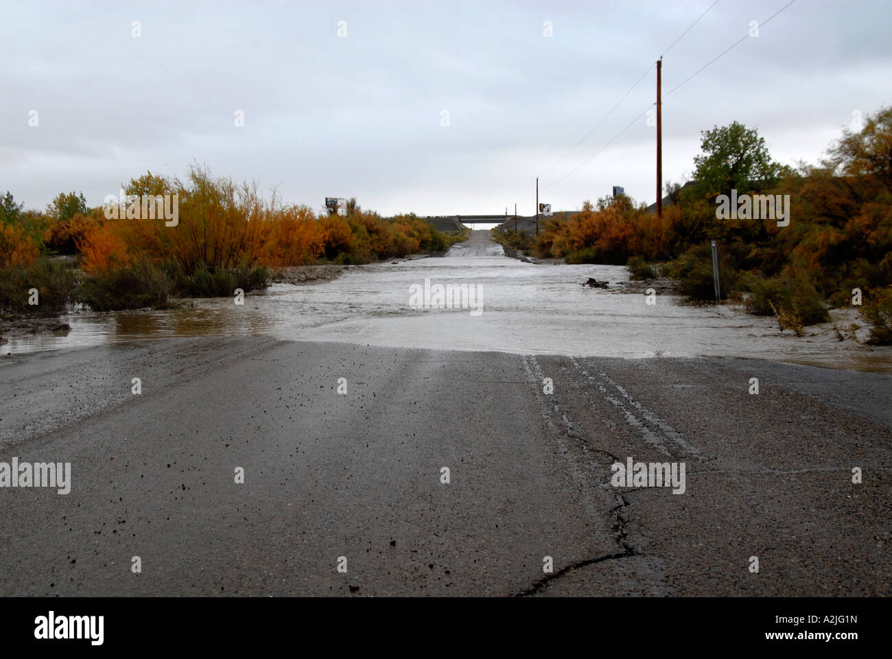 A washed out road in the small town of Green River, Utah, USA ...