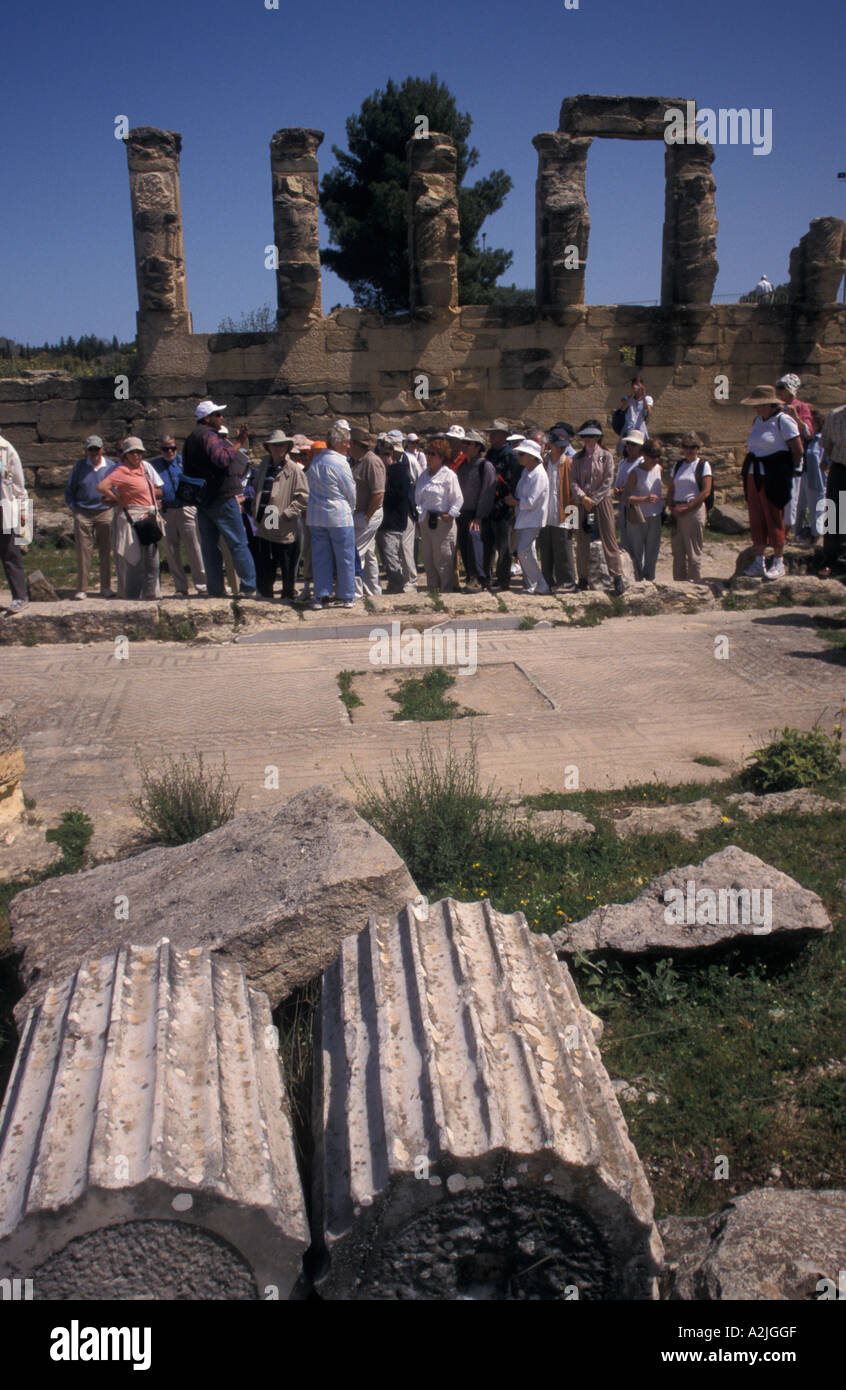 Africa, Libya, Cyrene, Apollo temple and American tourists Stock Photo ...