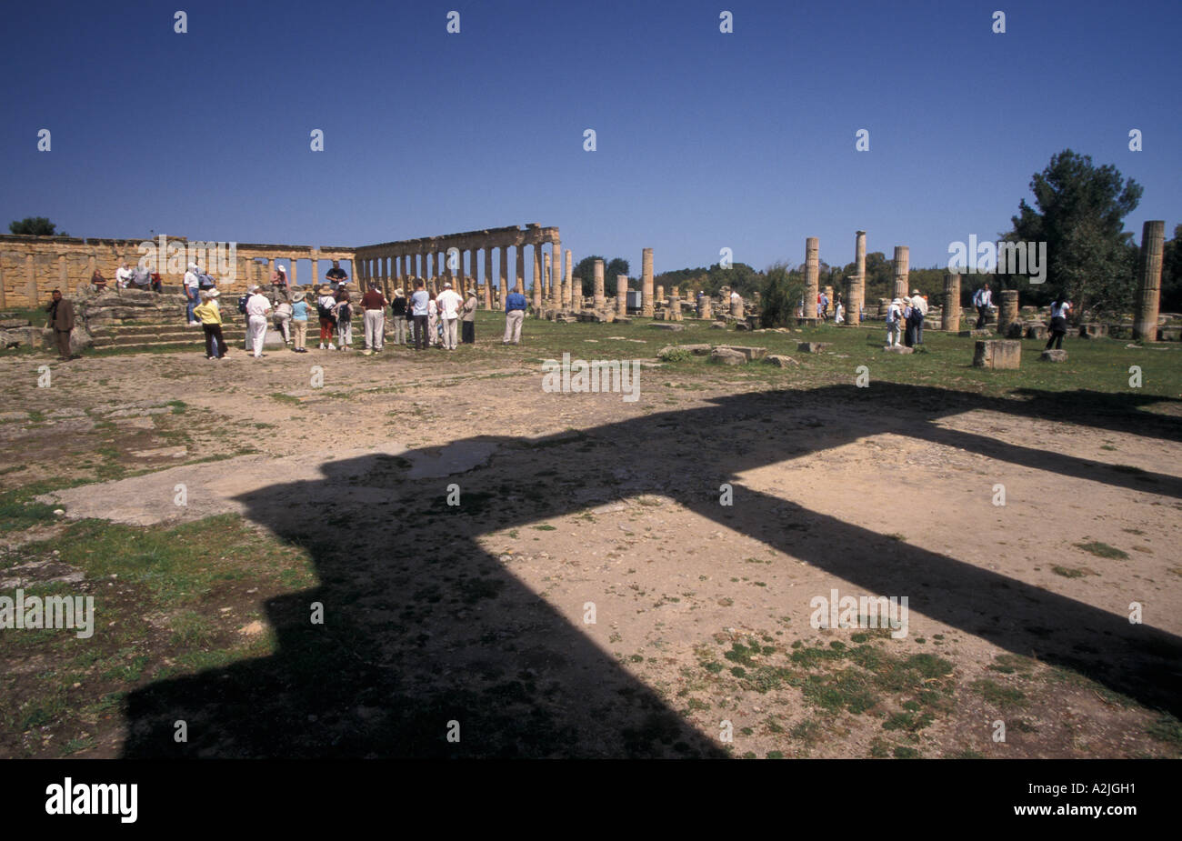 Africa, Libya, Cyrene, Apollo temple and American tourists Stock Photo ...