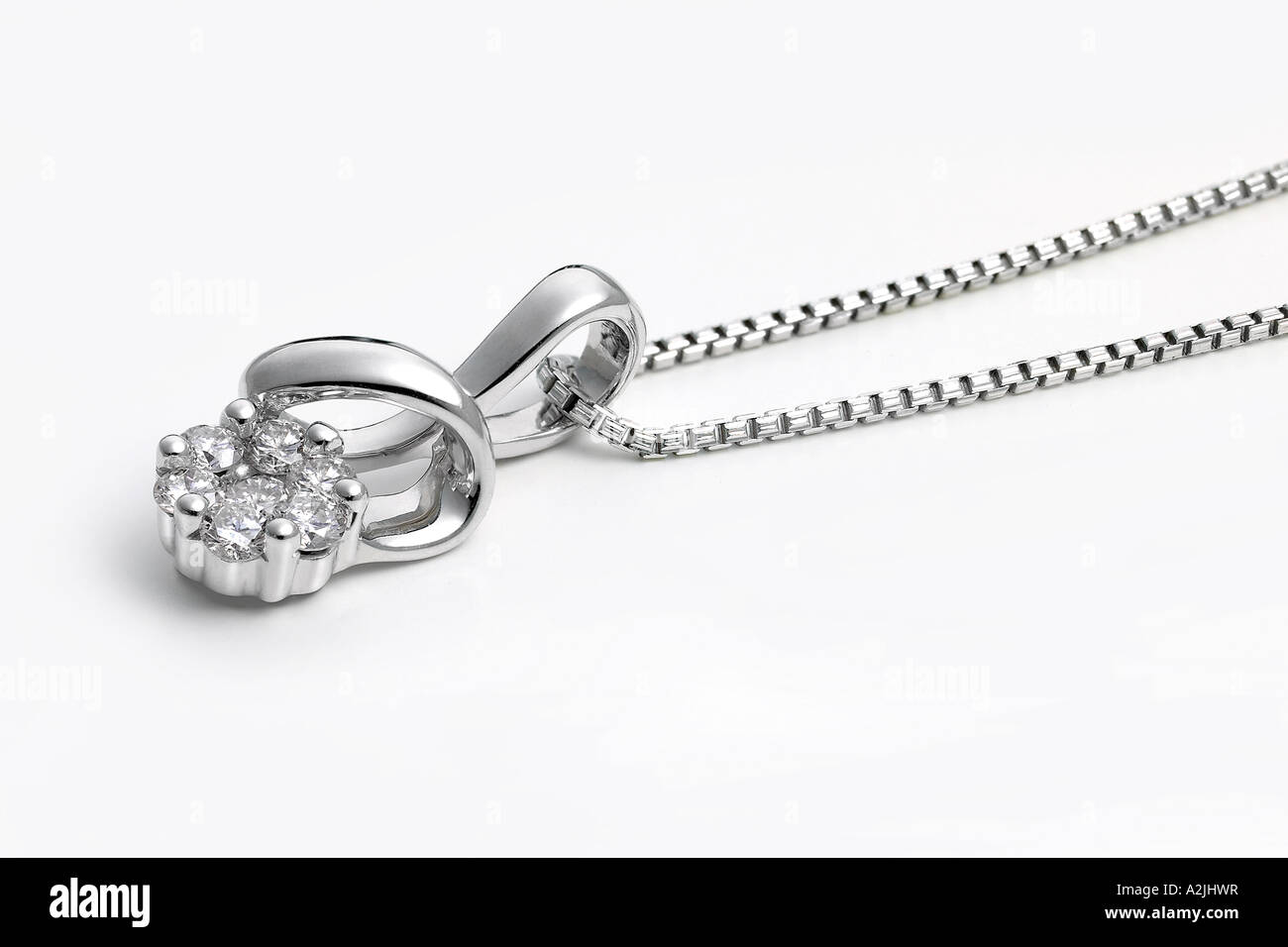White gold diamond pendant and chain Stock Photo - Alamy