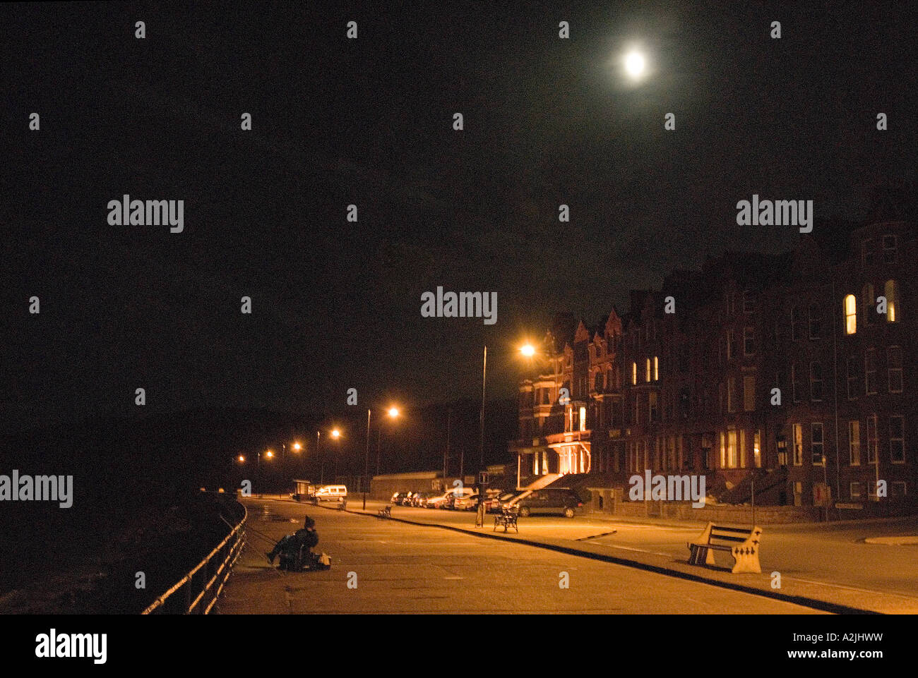 Night fishing from Peel esplanade on the Isle of Man Stock Photo - Alamy
