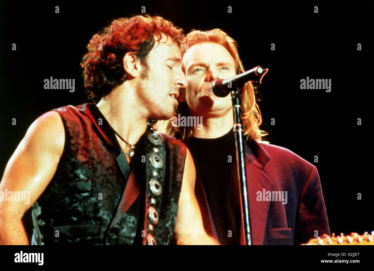 BRUCE SPRINGSTEEN and STING at Wembley Arena England about 1976 Stock ...