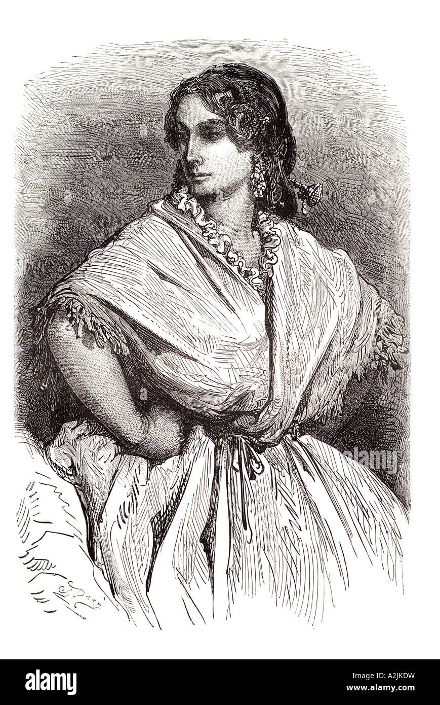 Traditional Spanish Woman Drawing