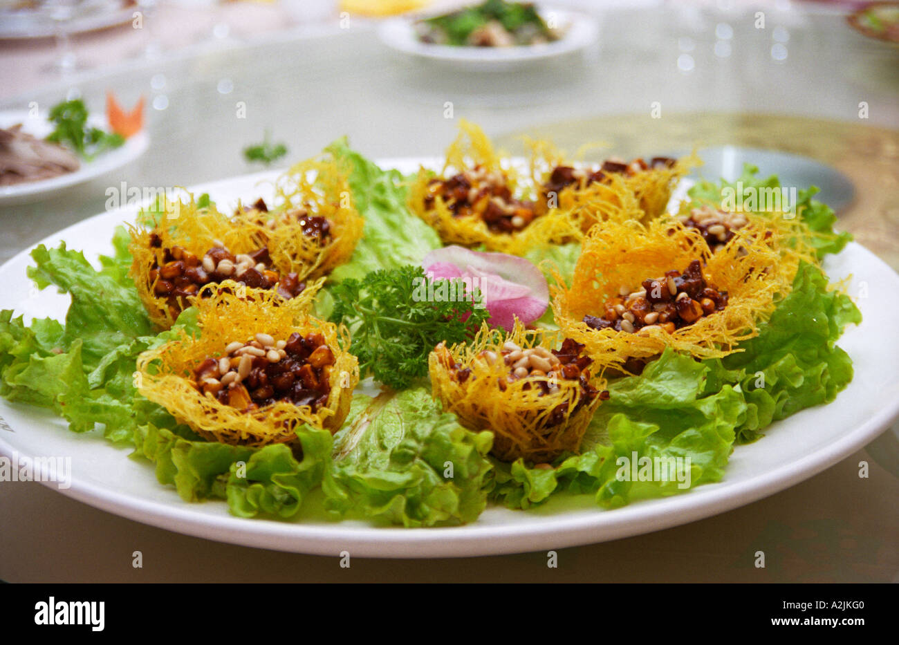 One of the dishes served at a restaurant in Beijing Fried nests filled ...