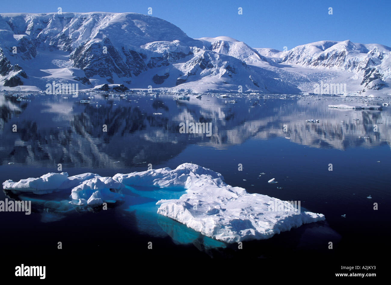 Antarctica. Icebergs and ice-covered mountains Stock Photo - Alamy