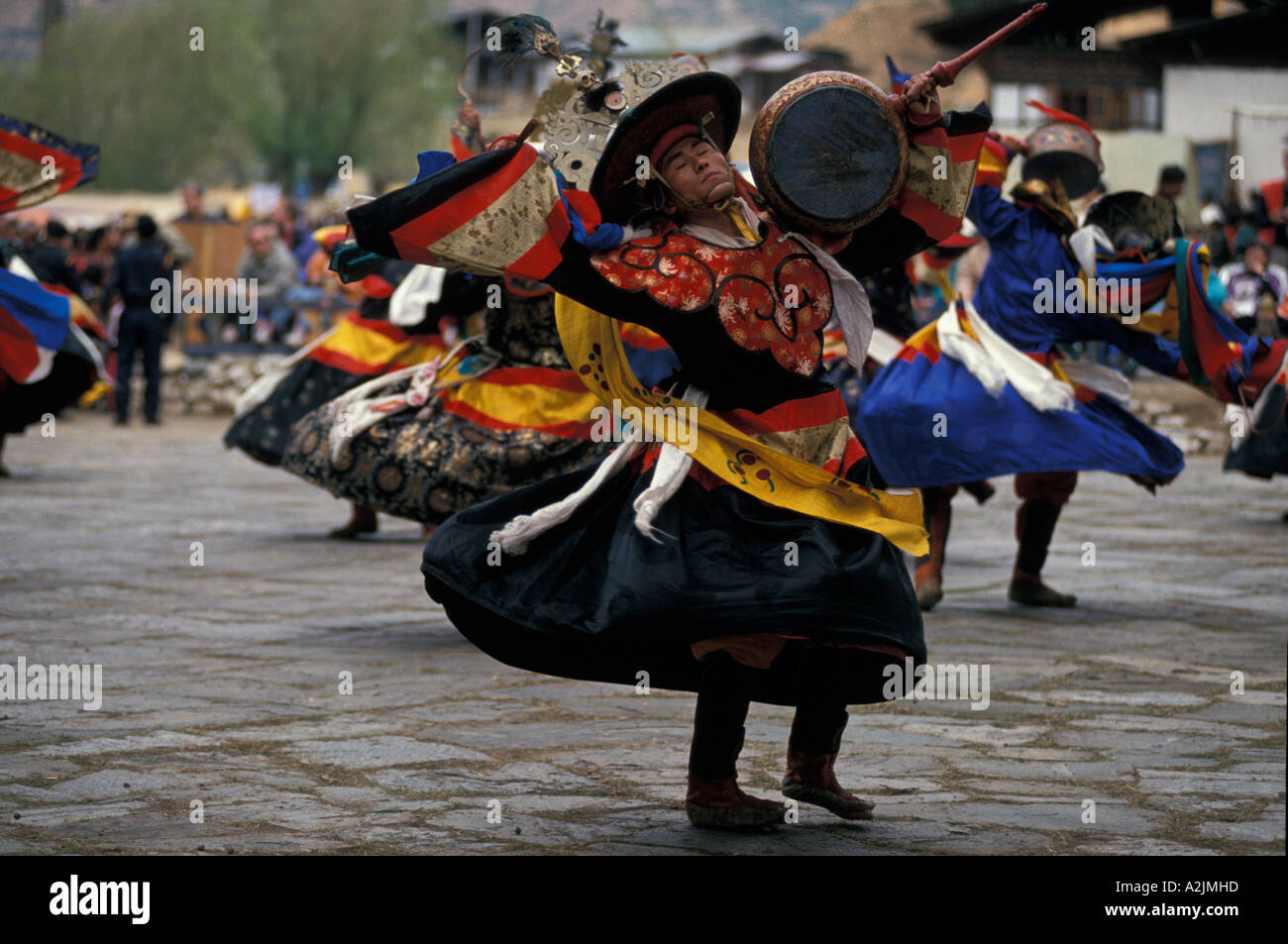 Bhutan, Punakha festival, Black hat dance Stock Photo - Alamy