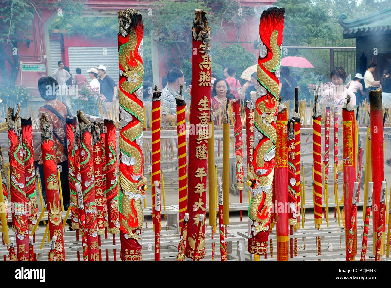 Giant incense poles (sticks) at Po Lin Monastery, Lantau Island, Hong ...