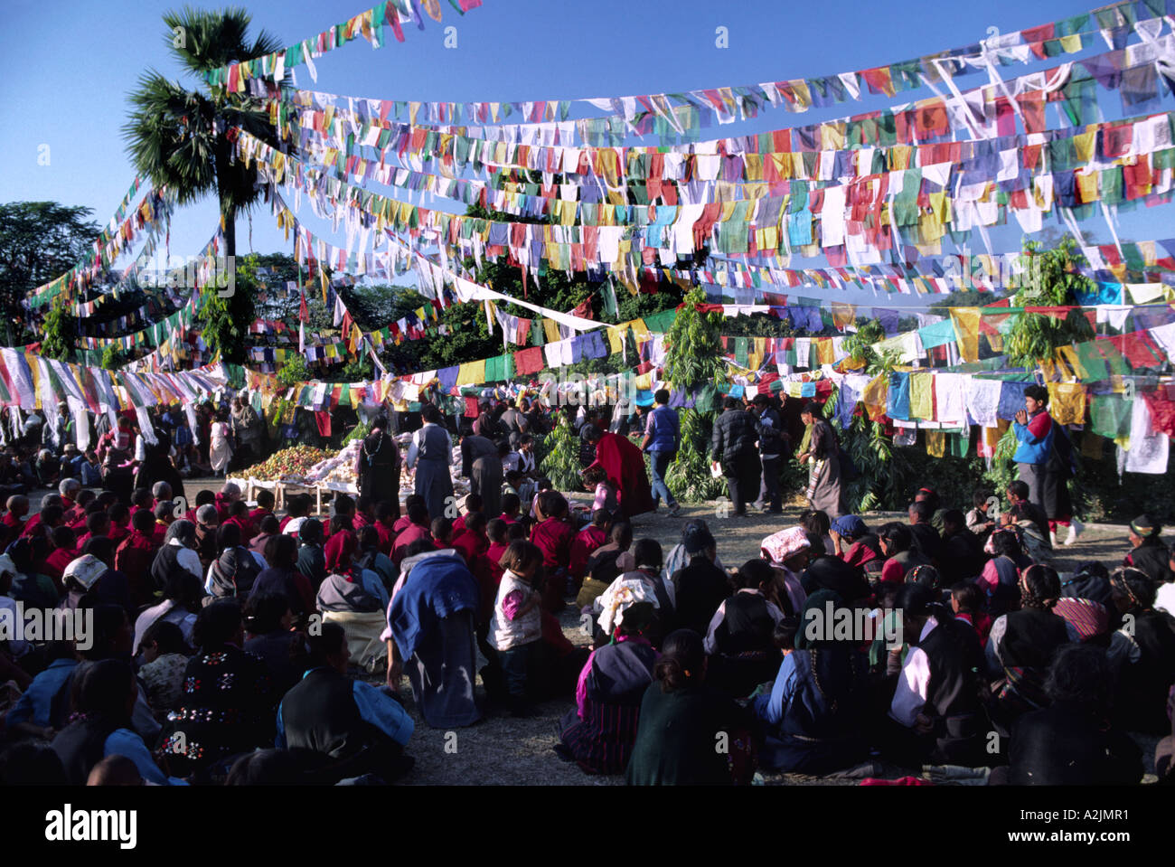 Buddhist Pilgrims with food offerings (Tsok) at the Kalachakra Festival ...