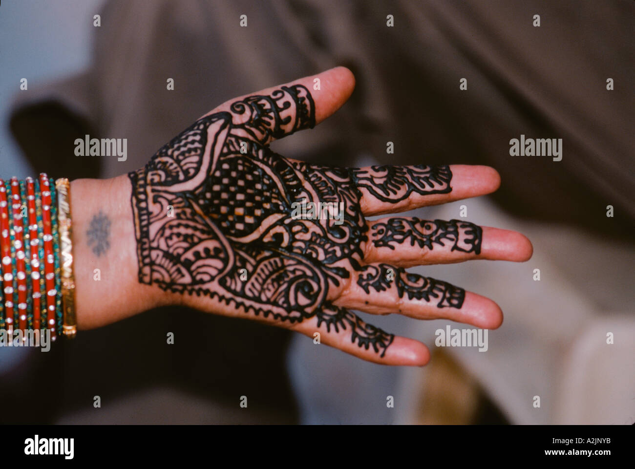 Uttar Pradesh, Agra, India. Hand of Indian Woman Decorated with Henna ...