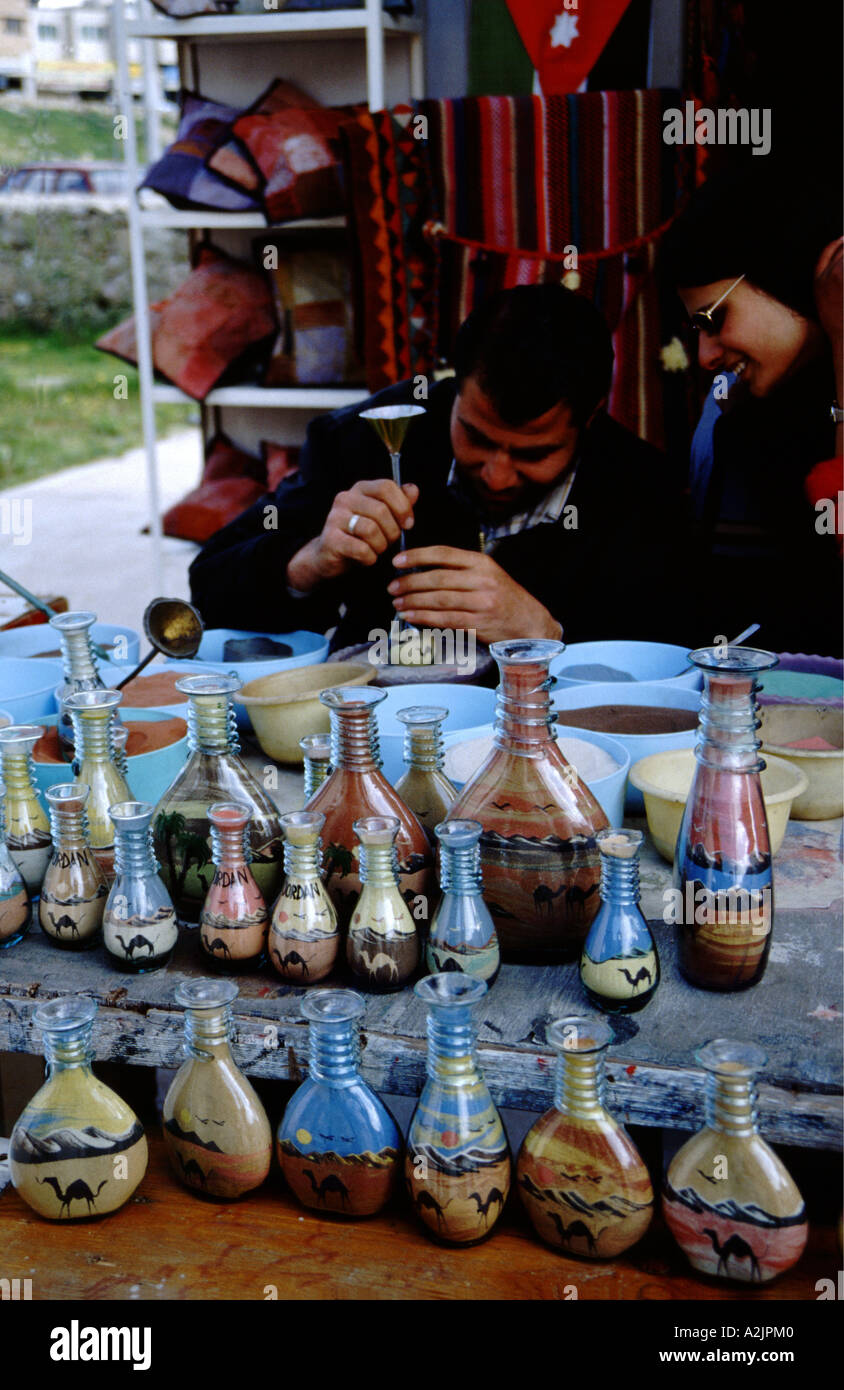 Asia - Jordan - Tourist shop selling handmade sand paintings in bottles ...