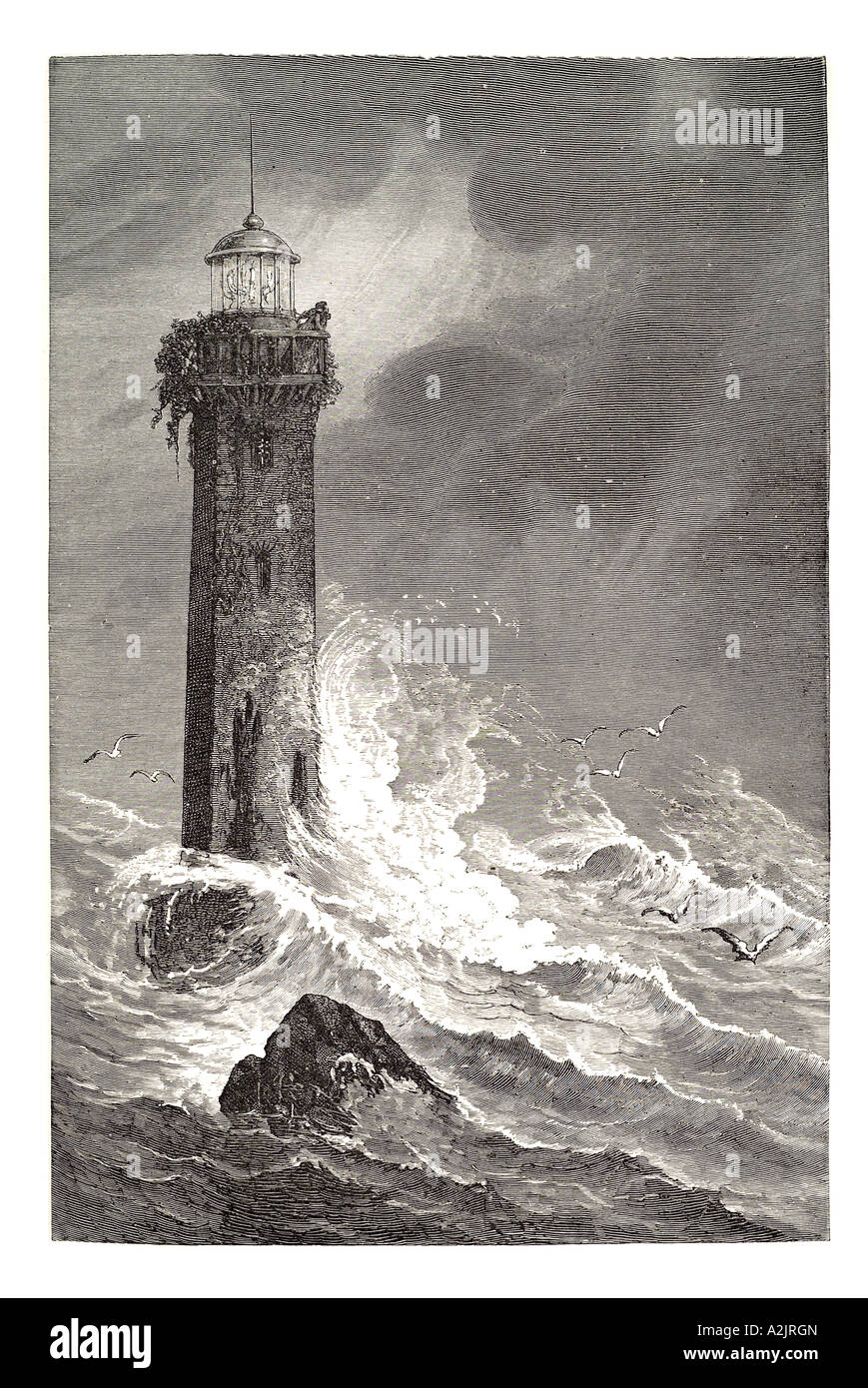 Black and white lighthouse storm hi-res stock photography and images ...