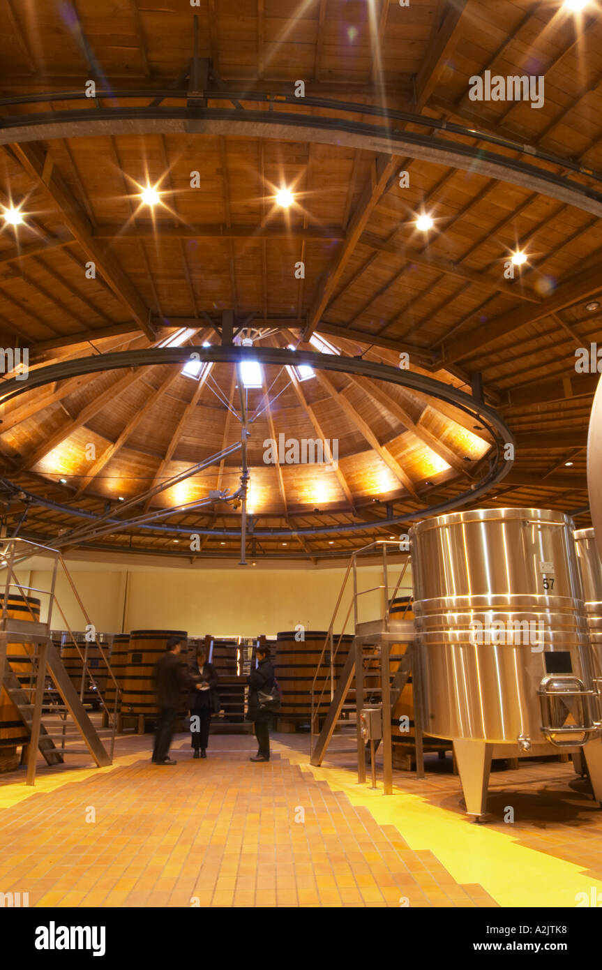 The winery with wooden and stainless steel fermentation vats. It is ...