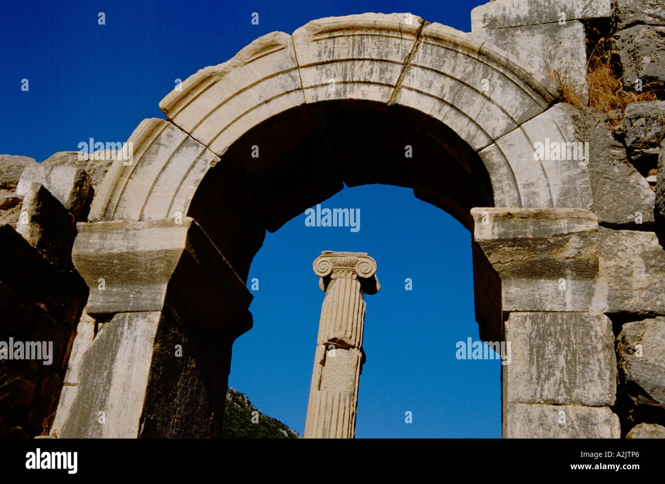 Turkey, Southern Agean Coast, Ephesus, Harbour Street, Stone arch ...