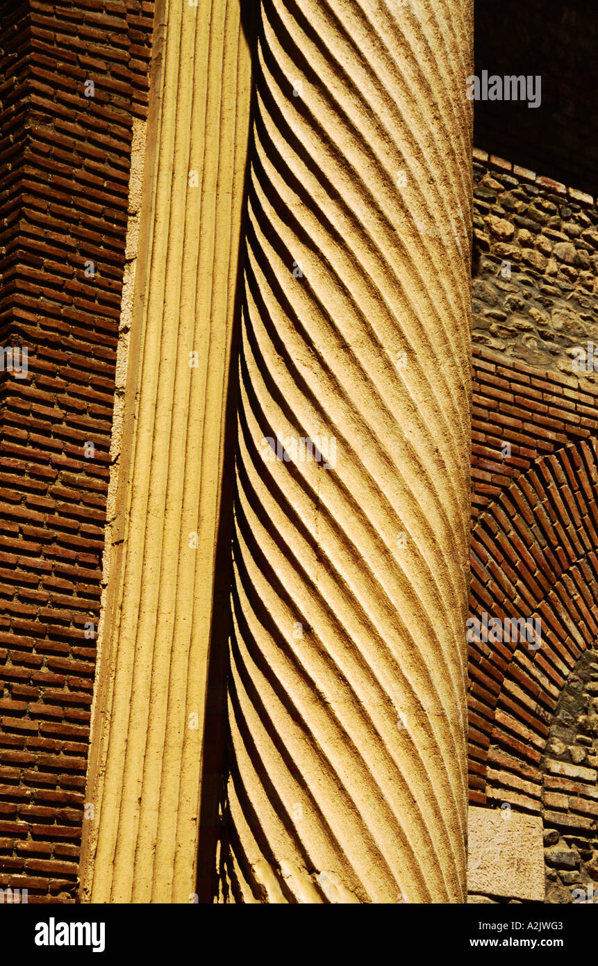 Turkey, Sardis, Marble Court. Twisted columns of the restored gymnasium ...