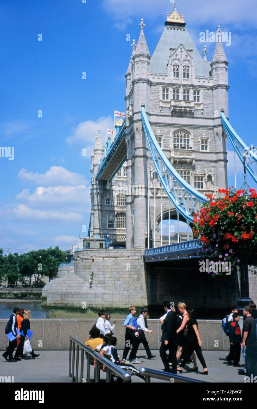 Tourists Visiting Tower Bridge London England Great Britain Stock Photo ...
