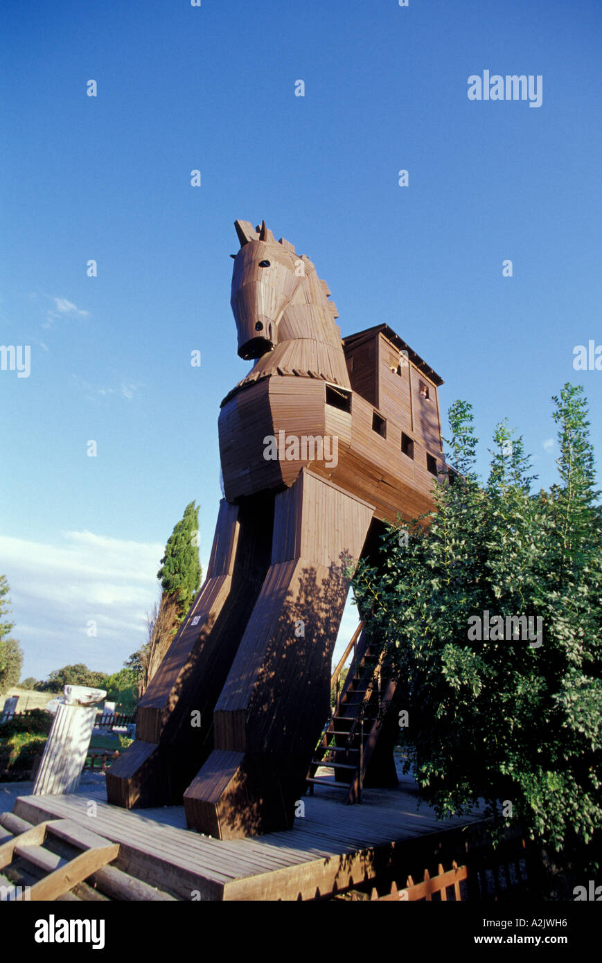Europe, Turkey, Troy aka Troia, Trojan Horse recreation of famous ...