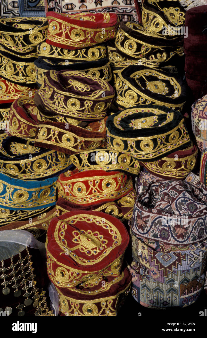 Europe, Turkey, Istanbul , colorful Turkish hats all in a stack ...