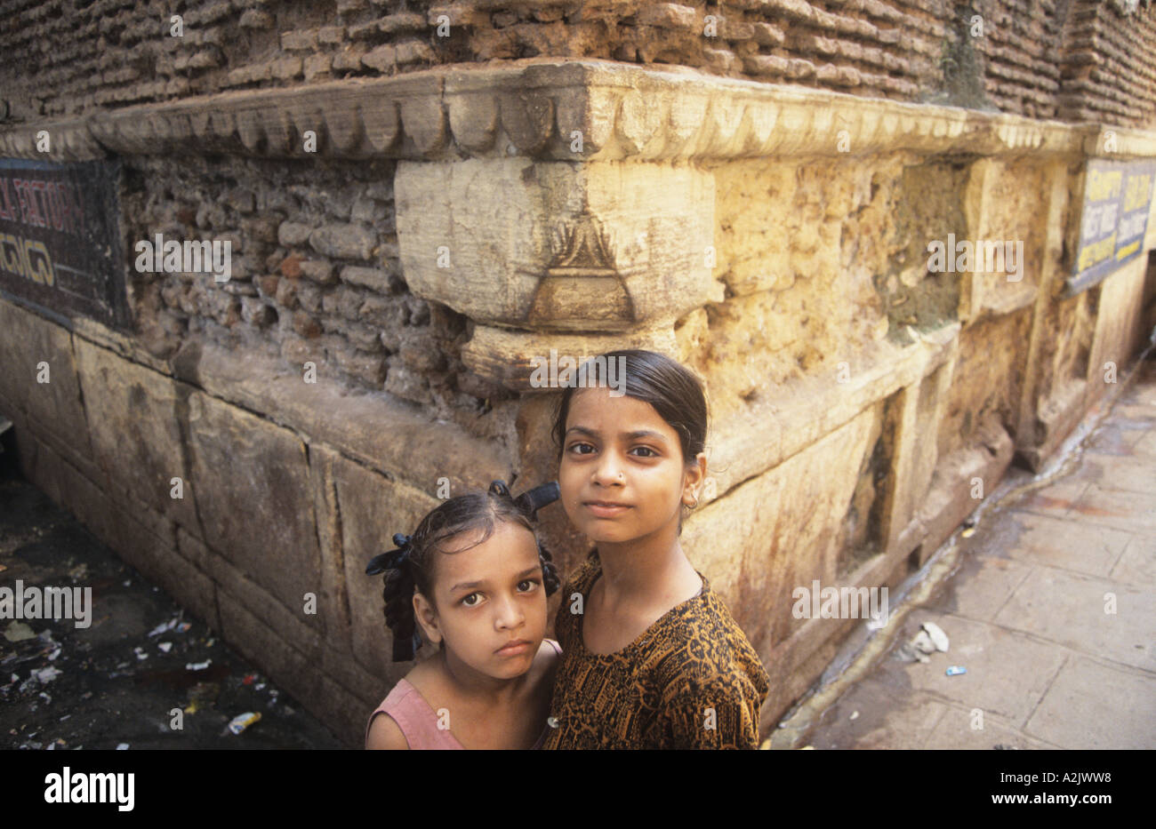 India, Varanasi, portrait of 2 proud looking girls Stock Photo - Alamy