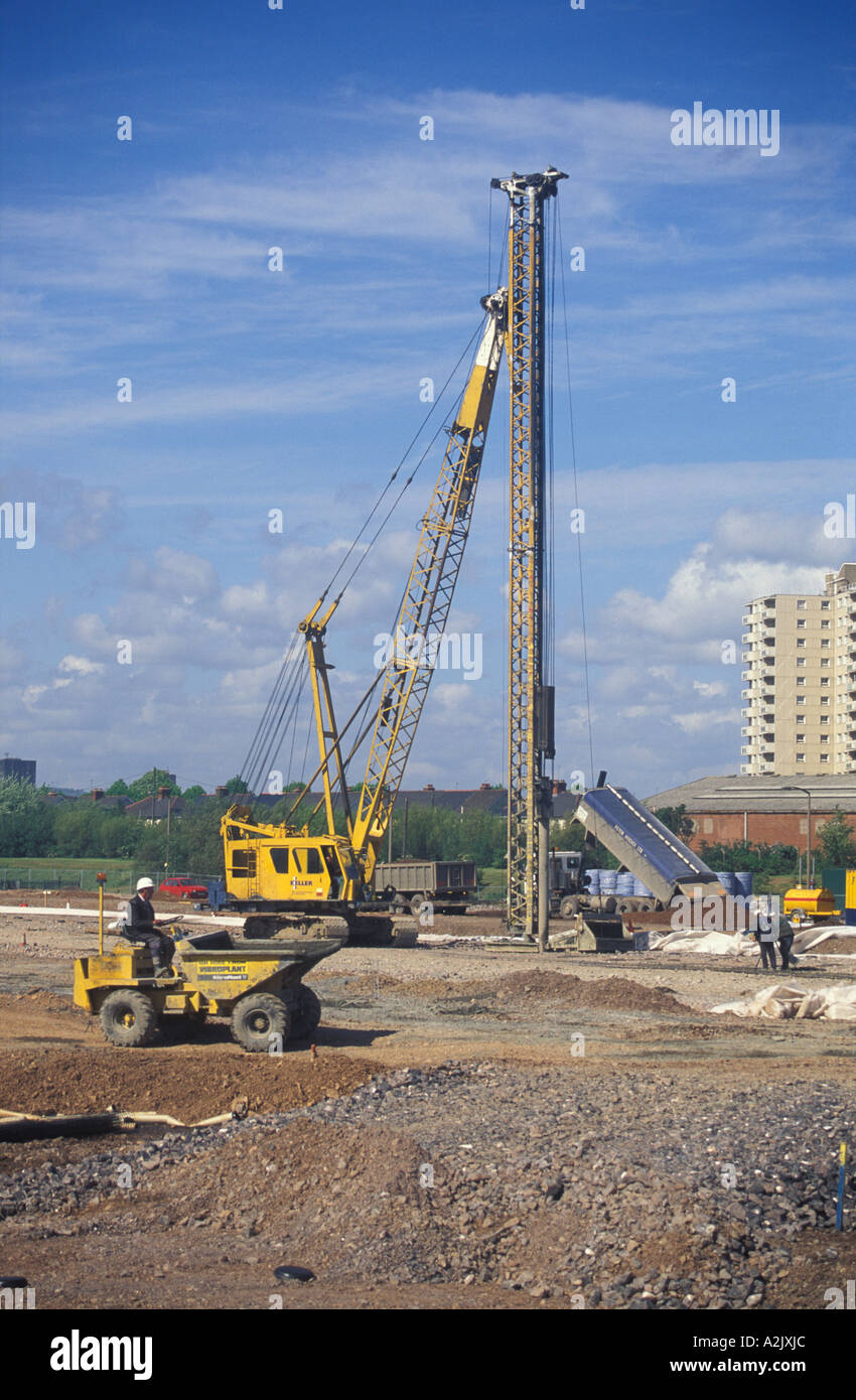 Piling construction for new Tesco Cardiff Bay Wales UK Stock Photo - Alamy