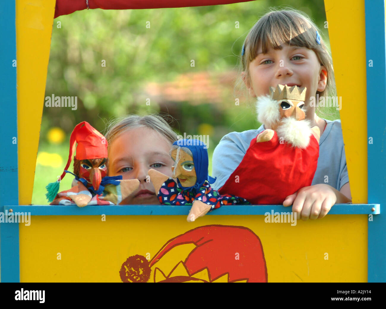 children play with hand puppet Stock Photo - Alamy