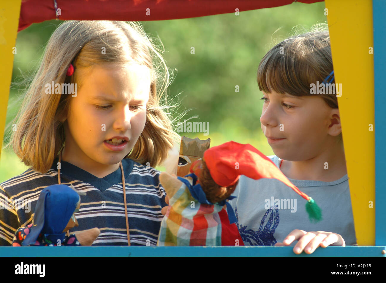 children play with hand puppet Stock Photo - Alamy
