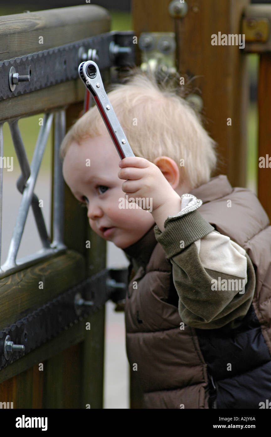 infant with play outside Stock Photo - Alamy