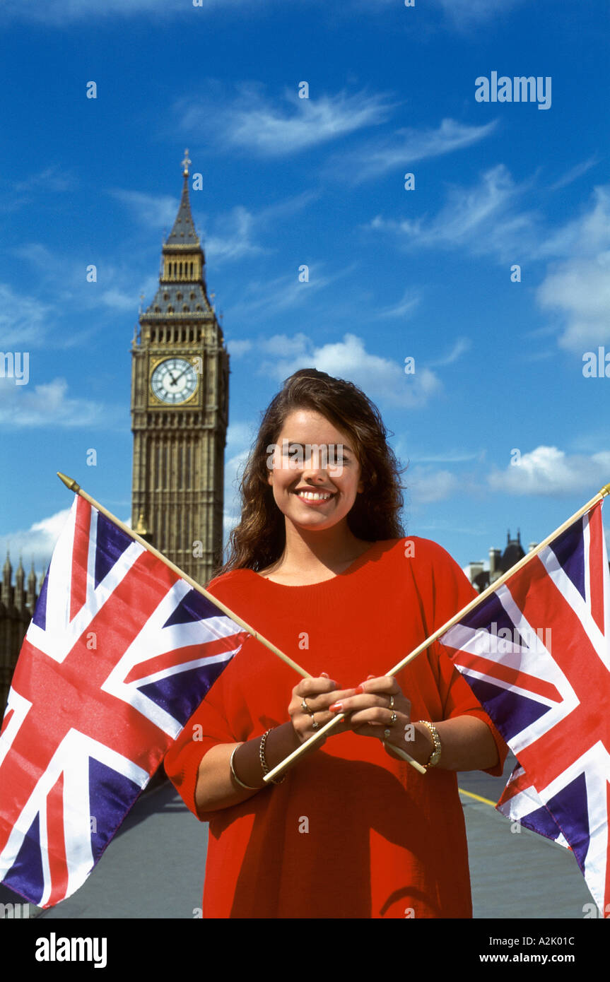 Girl holding union jack flag hi-res stock photography and images - Alamy