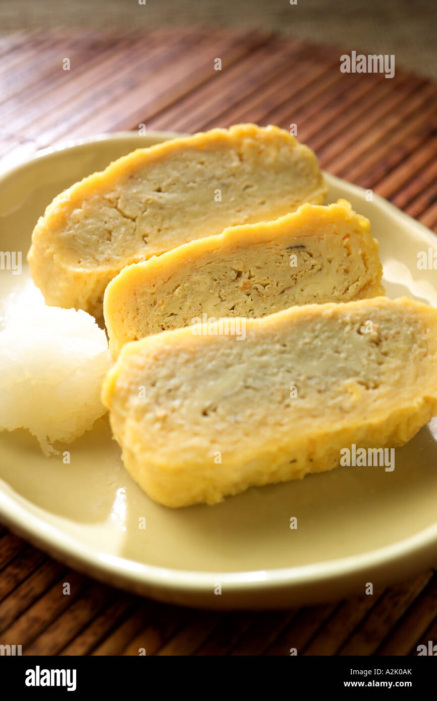 Japanese Atsuyaki Tamago Sweet block omelette Stock Photo - Alamy