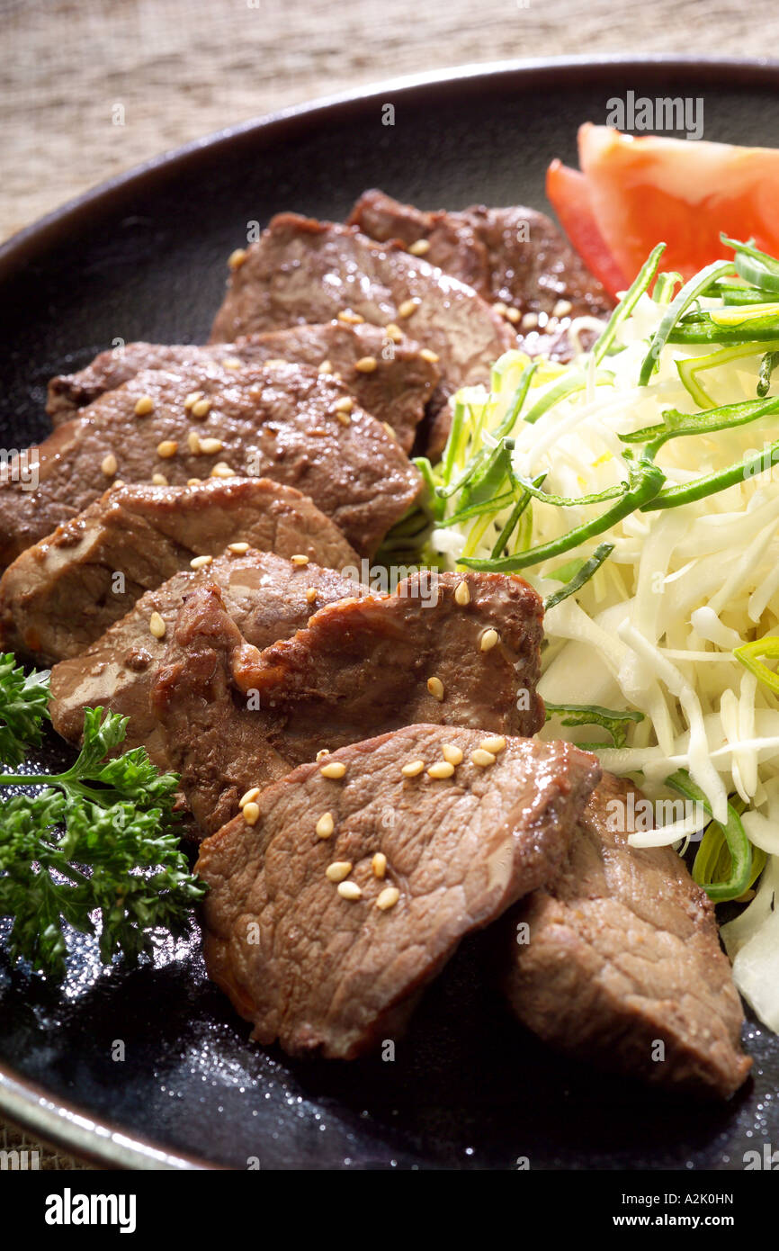 Japanese Gyu Teriyaki Sliced and seared beef in a teriyaki sauce Stock ...