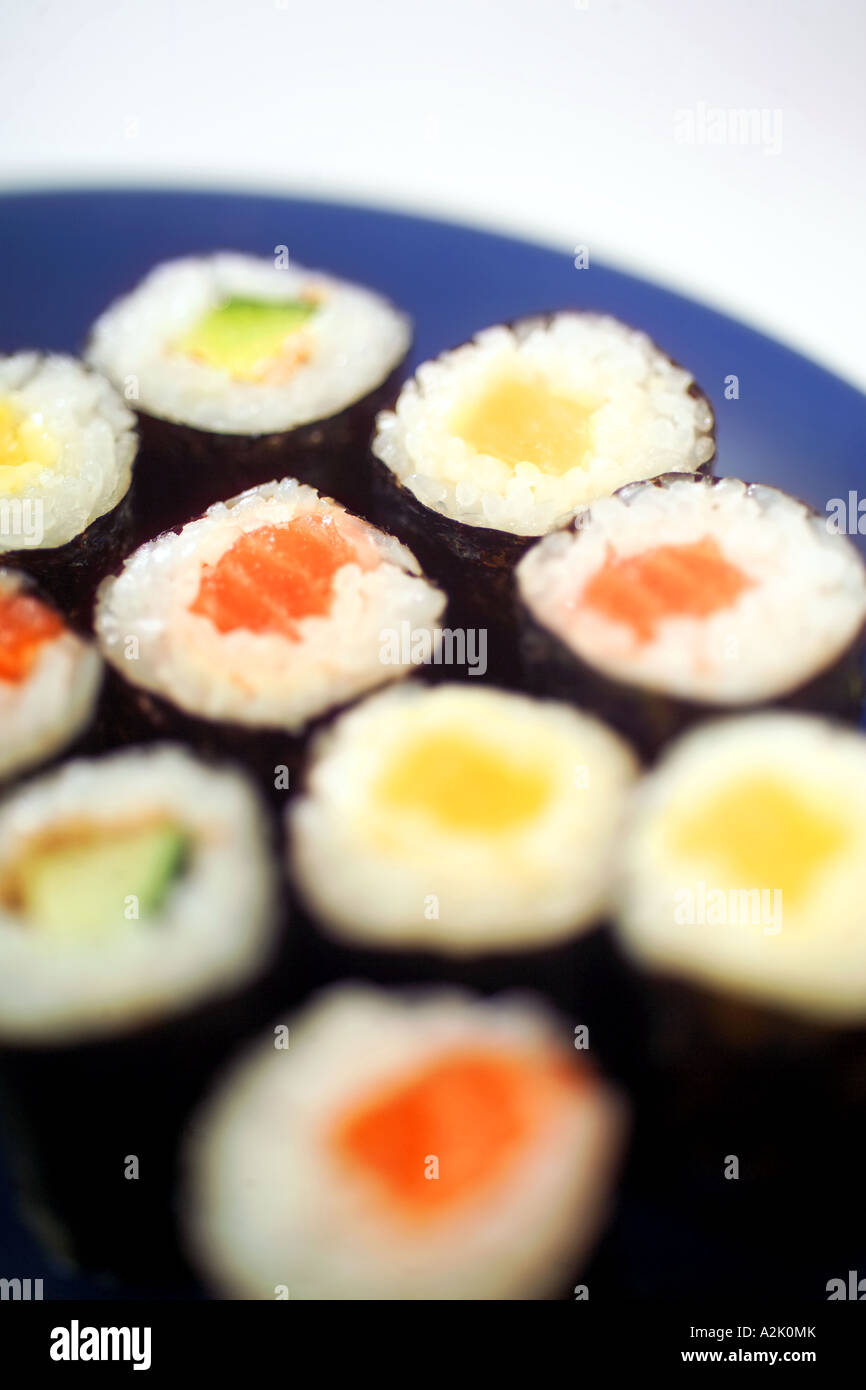 Selection of Japanese Hosomaki sushi rolls Stock Photo - Alamy
