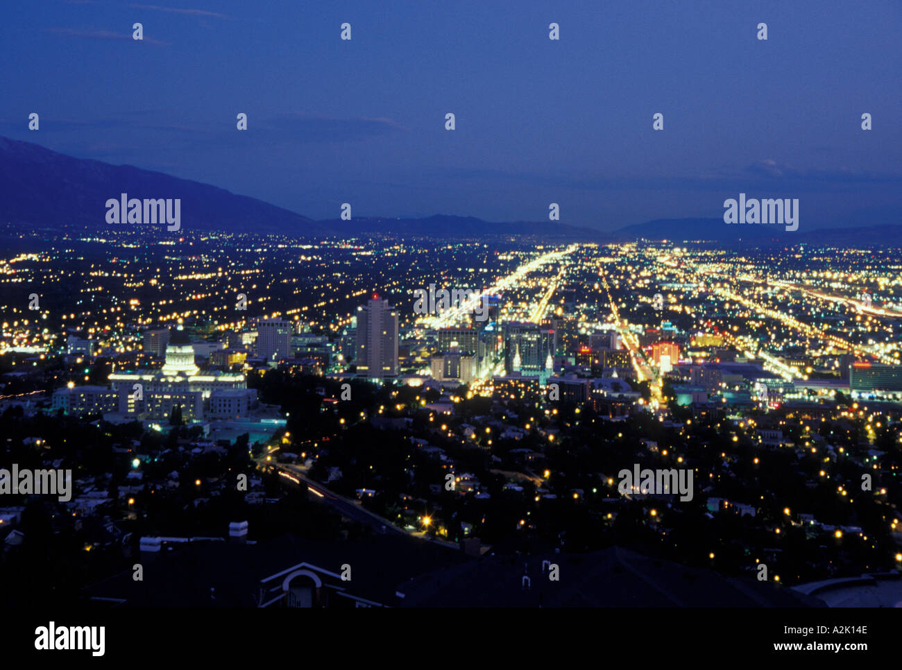 Aerial salt lake city night hi-res stock photography and images - Alamy