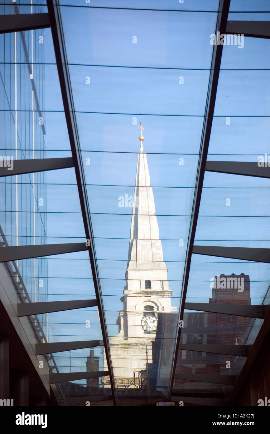 Christ Church and shopping center glass roof in Spittlefields Market ...