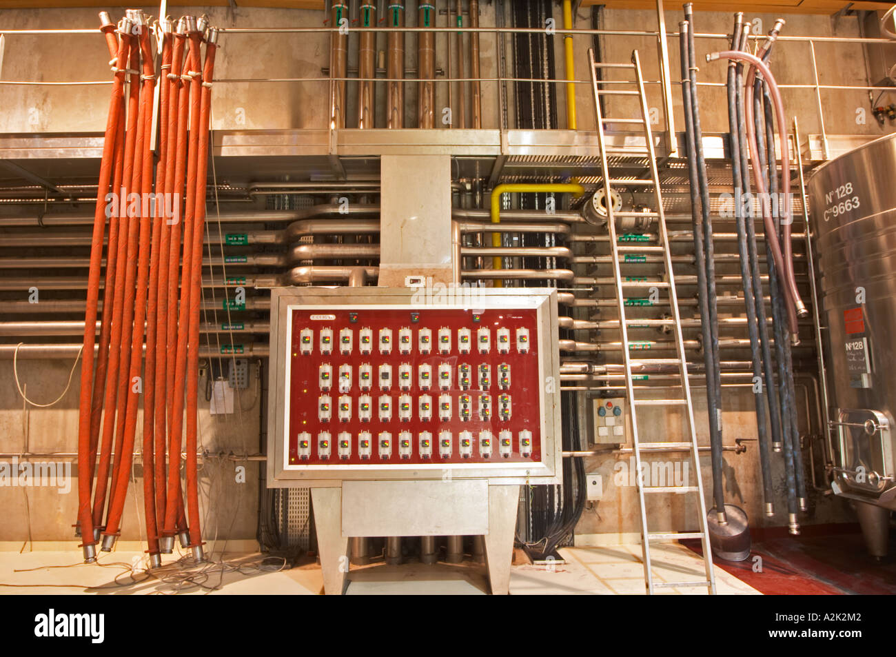 The winery control panel. It shows each of the fermentation tanks in ...