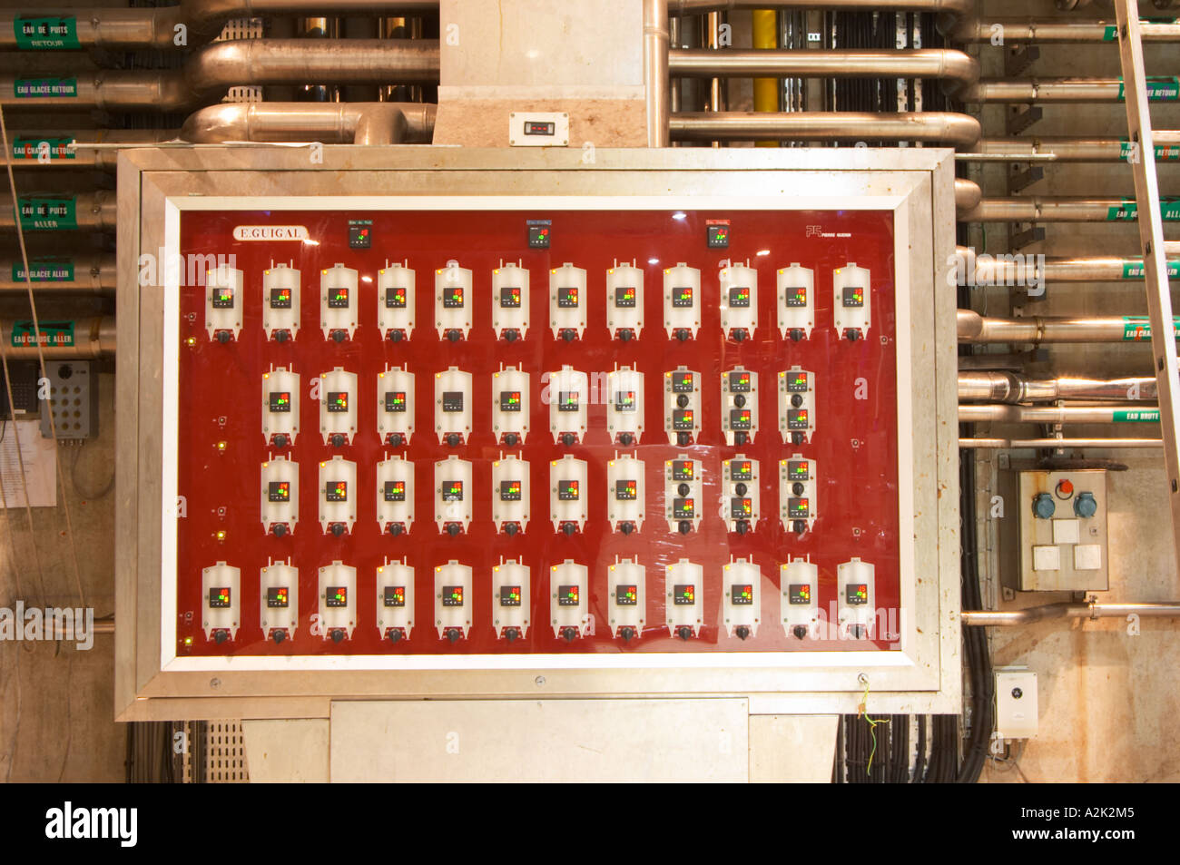 The winery control panel. It shows each of the fermentation tanks in ...