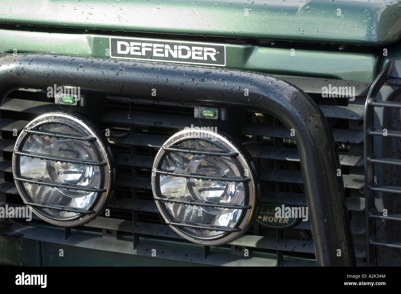 Green Landrover Defender Stock Photo - Alamy