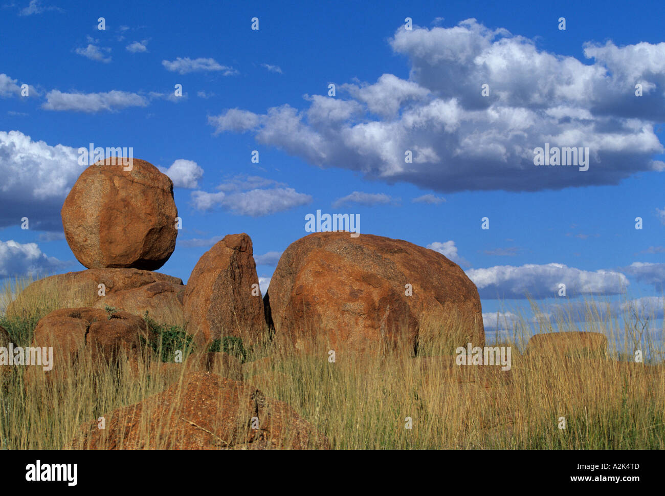 Australia, Devil's Marbles. Spherical sandstone boulders sculpted over ...